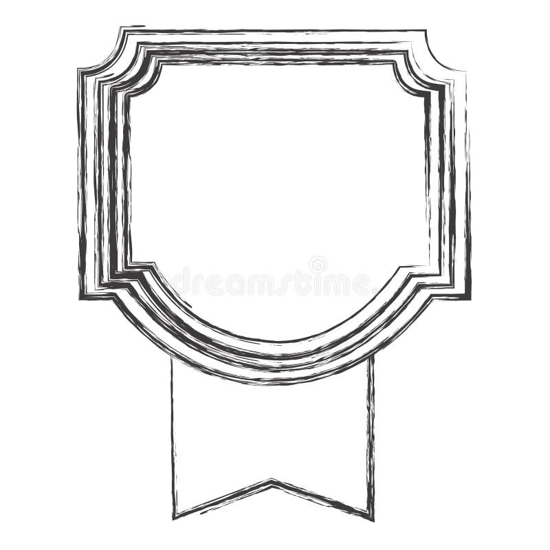 Monochrome Sketch of Square Rounded Frame with Wide Ribbon in the ...