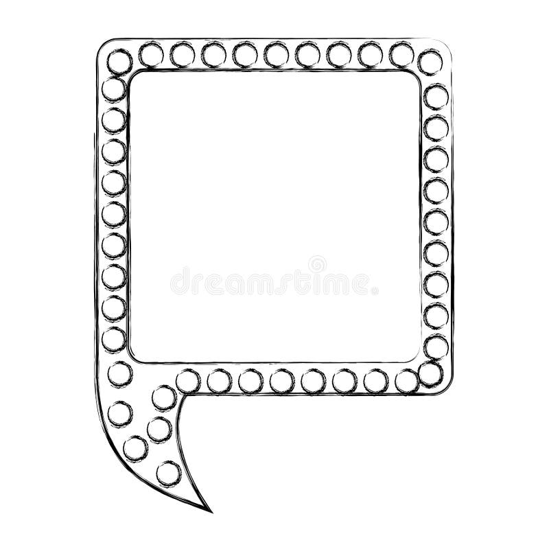 Monochrome Sketch of Square Speech with Tail and Contour of Dots Stock ...