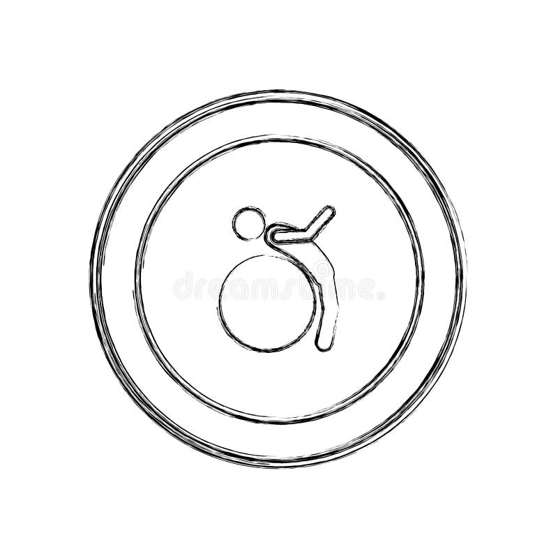 Monochrome Sketch of Training in Gym Ball in Circular Frame Stock ...