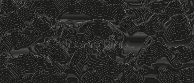 Monochrome Sound Line Waves Abstract Background . Distorted Line Shapes ...