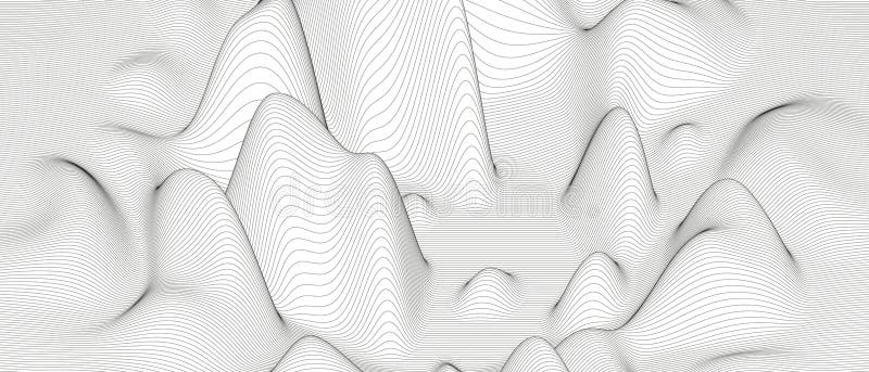 Monochrome Sound Line Waves Abstract Background . Distorted Line Shapes ...