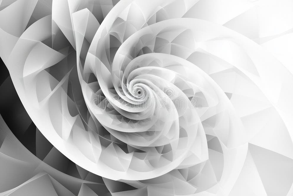 Monochrome Spiral Pattern Gradually Transitioning from Black To White ...