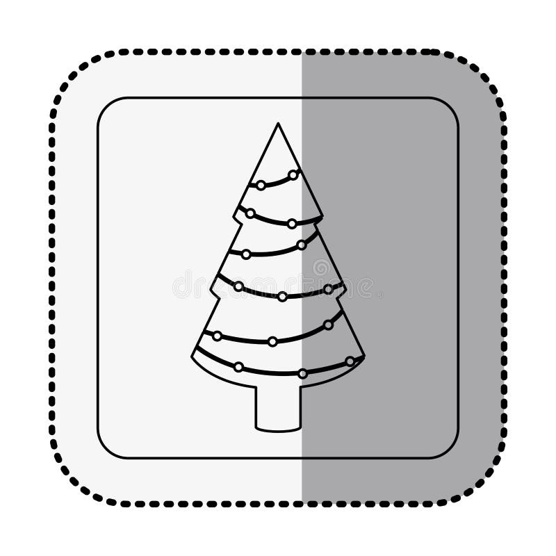 Monochrome Square with Middle Shadow Sticker with Christmas Tree Stock ...