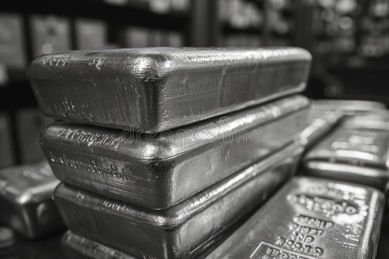 Monochrome Stack of Silver Bars Stock Illustration - Illustration of ...