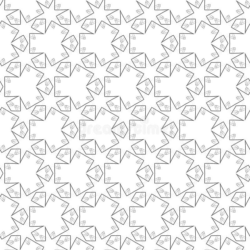 Monochrome Star Geometric Continuous Pattern in Black and White Stock ...