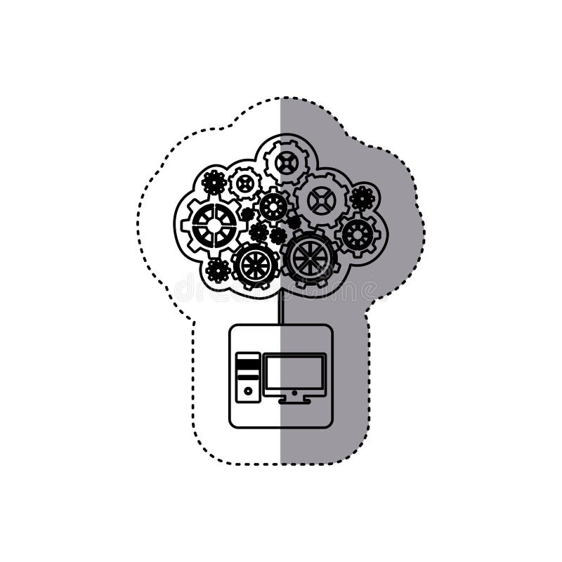 Monochrome Sticker with Concept of Maintenance Service of Desktop ...