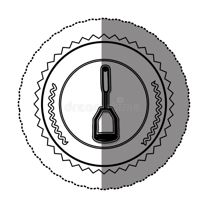 Monochrome Sticker Round Frame with Masher Stock Illustration ...