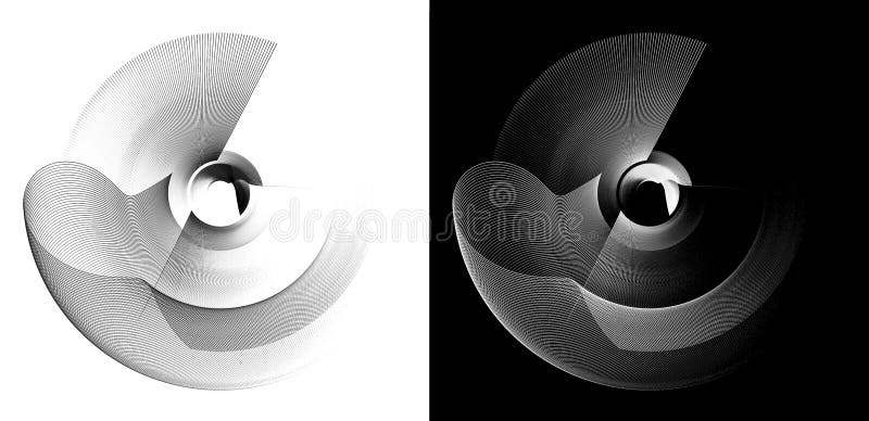 Monochrome Straight and Wavy Blades of an Abstract Engine Rotate on ...