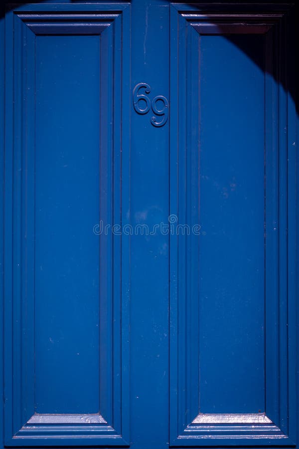 House Number 69 in Blue on a Blue Wooden Front Door Stock Photo - Image ...