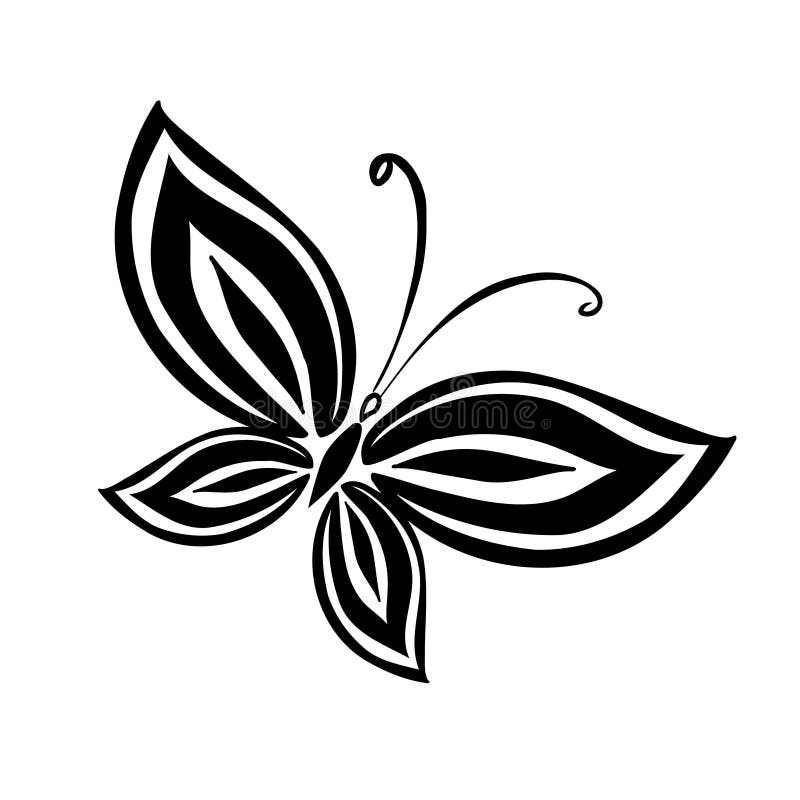 Monochrome Stylized Simple Butterfly. Vector Illustration Stock Vector ...