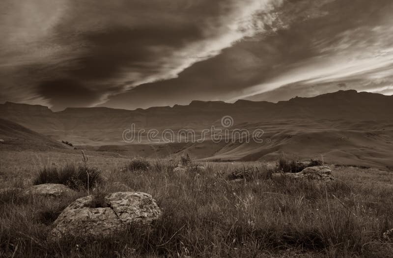 Monochrome sunset stock photo. Image of grass, landscape - 26291006