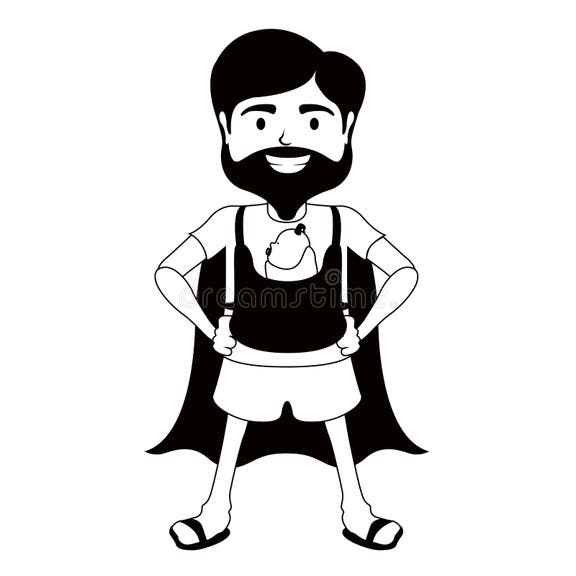 Monochrome Super Dad Character with a Baby Stock Vector - Illustration ...