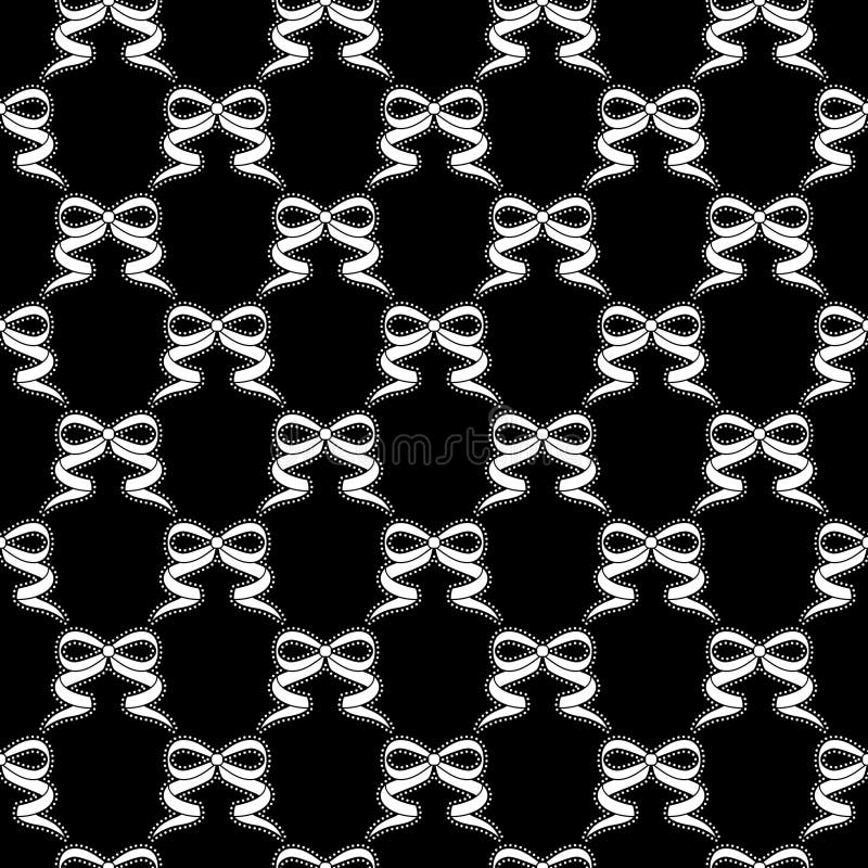 Monochrome Symmetrical Ribbon Bow Pattern Stock Vector - Illustration ...
