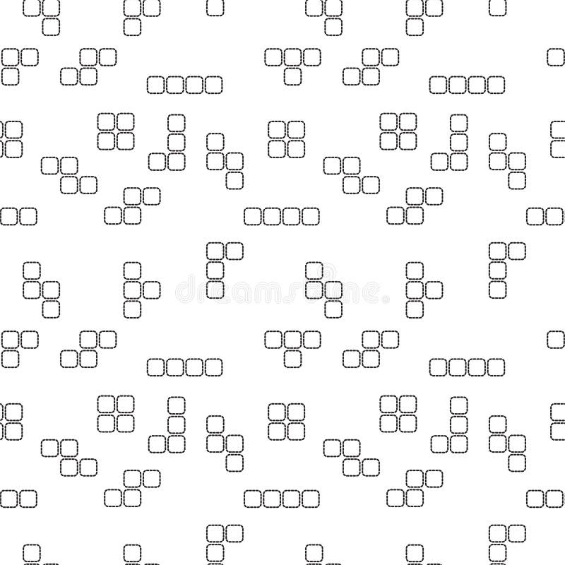 Monochrome Tetris Shape Vector Illustration. Dashed Outline Style ...