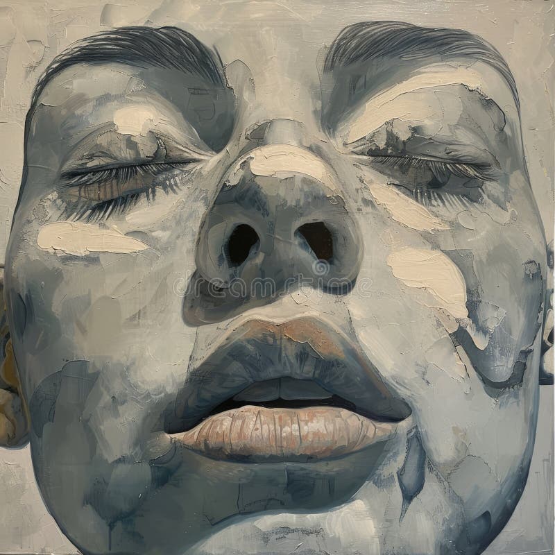 Monochrome Textured Face Painting Stock Image - Image of features ...