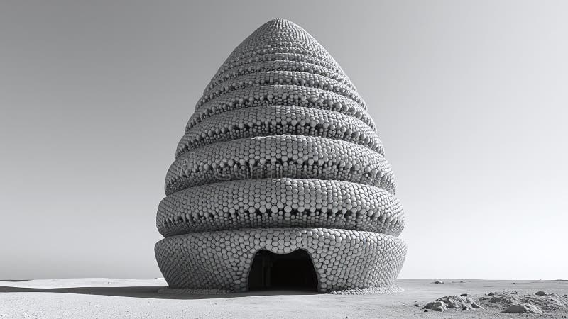 Monochrome Tiered Structure Constructed of Spheres on Plain Stock ...