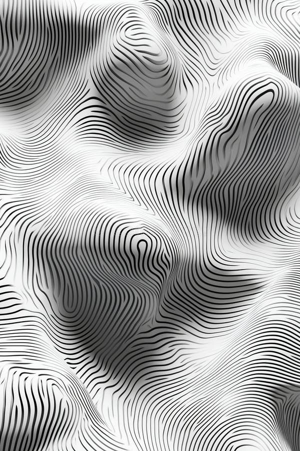 Monochrome Topographic Abstract Art with Wavy Contour Lines Stock Photo ...