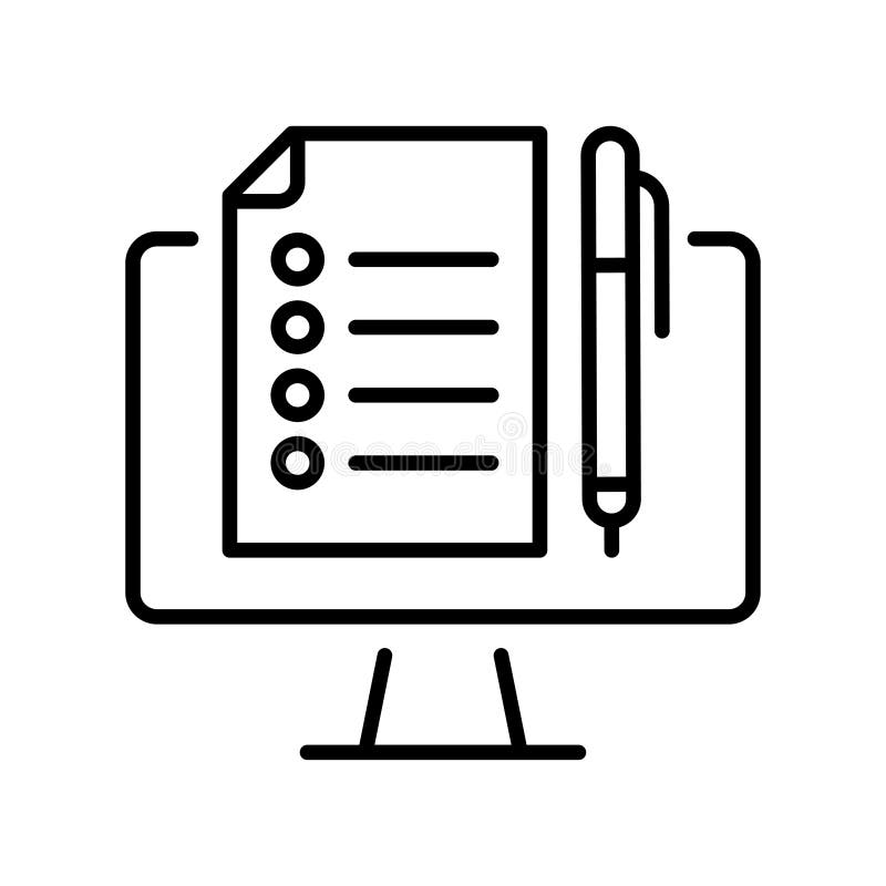 Monochrome Online Testing Icon Vector Illustration Logo Computer ...
