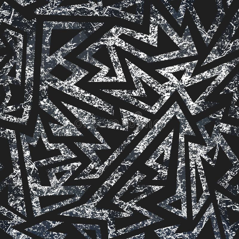 Monochrome Tribal Geometric Pattern with Grunge Effect Stock Vector ...