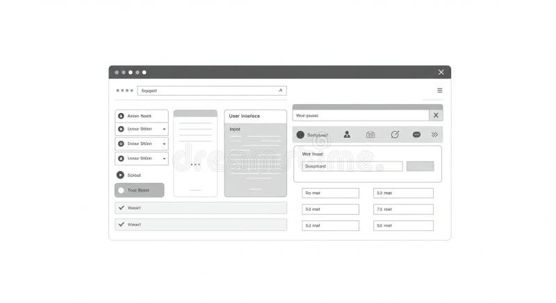 Monochrome User Interface Mockup with a Simple, Organized Layout ...