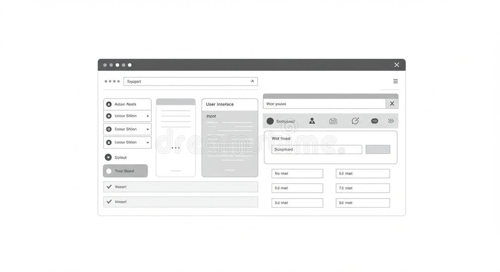 Monochrome User Interface Mockup with a Simple, Organized Layout ...