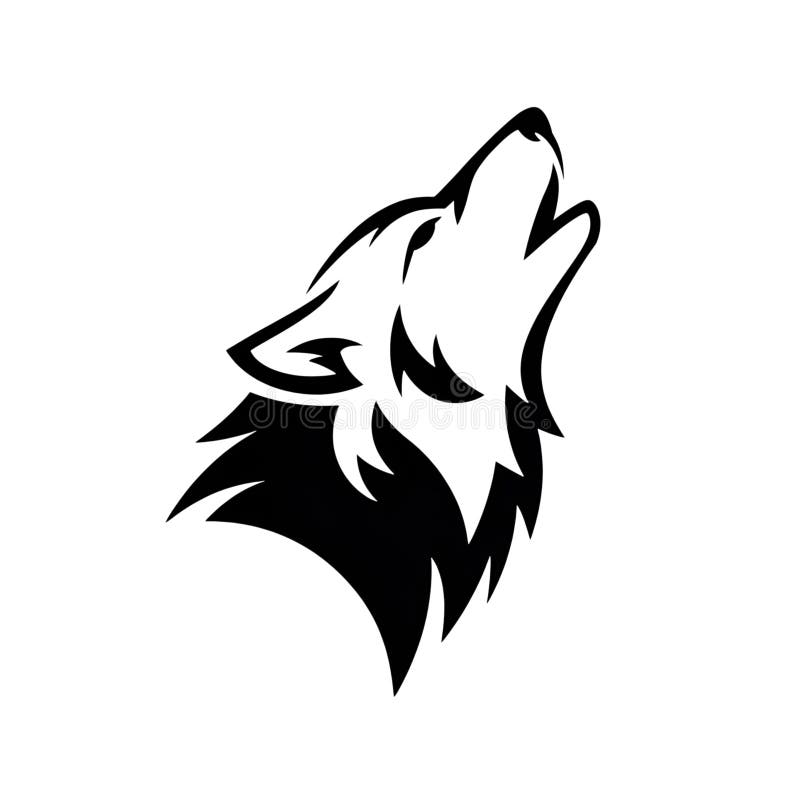 Stylized Wolf Head Howling Monochrome Vector Illustration Design ...
