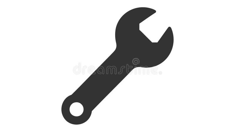 Monochrome Vector Illustration of a Wrench, Simplistic Design, Isolated ...