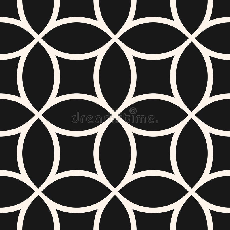 Monochrome Vector Seamless Pattern With Circular Mesh Grid Net Lattice Stock Vector