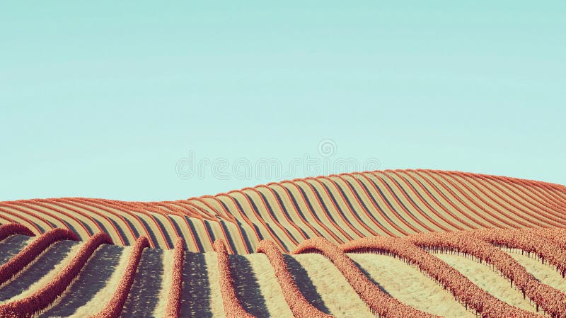 Monochrome Vineyards Create Rhythmic Patterns Over Rolling Hills ...