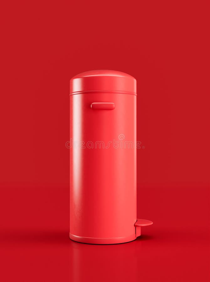 Monochrome Vintage Trash Can, Retro Kitchen Appliance Front View, 3d ...