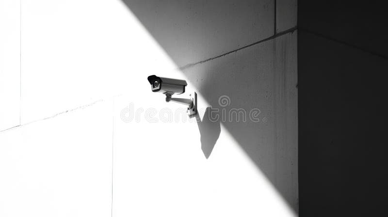 Monochrome Wall-mounted Cctv Security Camera Casting Dramatic Shadow in ...