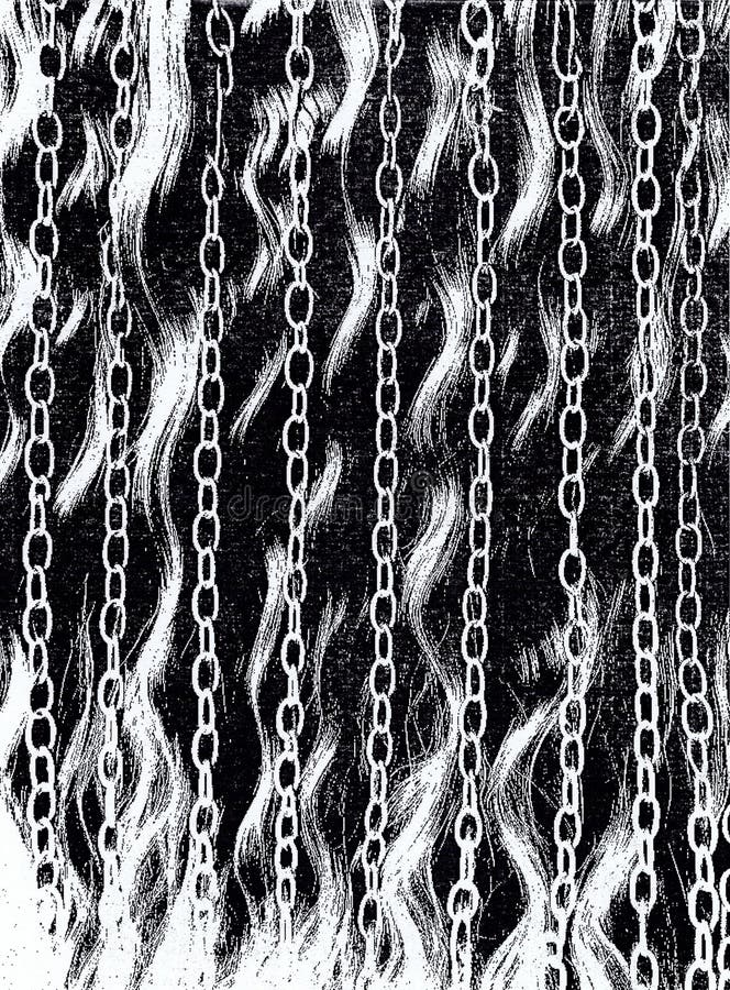 Monochrome Wave Pattern with Interwoven Chains on Black Background ...