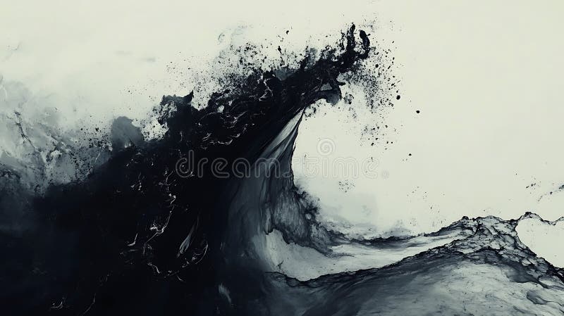 Monochrome Wave – a Powerful Abstract Flow of Ink and Water Stock ...