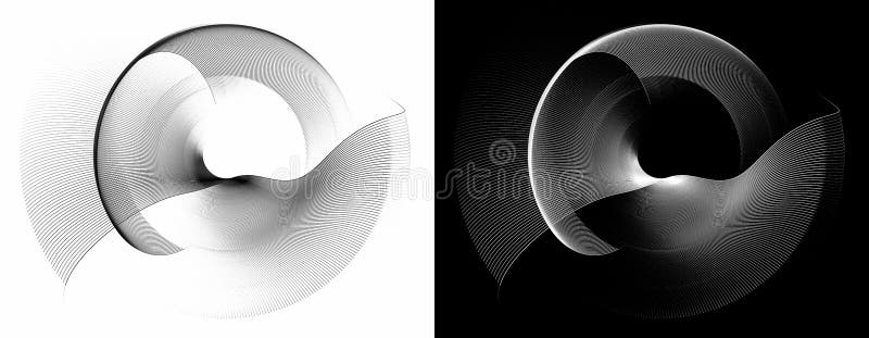 Monochrome Wavy Rounded Rotation Elements Stock Illustrations – 7 ...