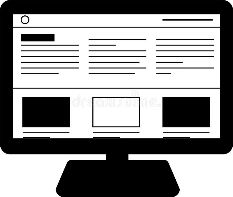 Monochrome Website Screen View with PC Stock Vector - Illustration of ...