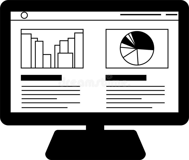 Monochrome Website Screen View with PC Stock Vector - Illustration of ...