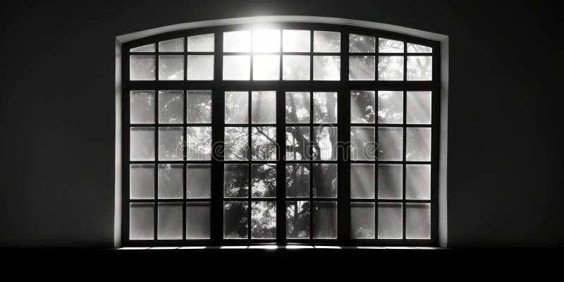 Monochrome Window View with Dramatic Silhouette of Trees. Generative AI ...