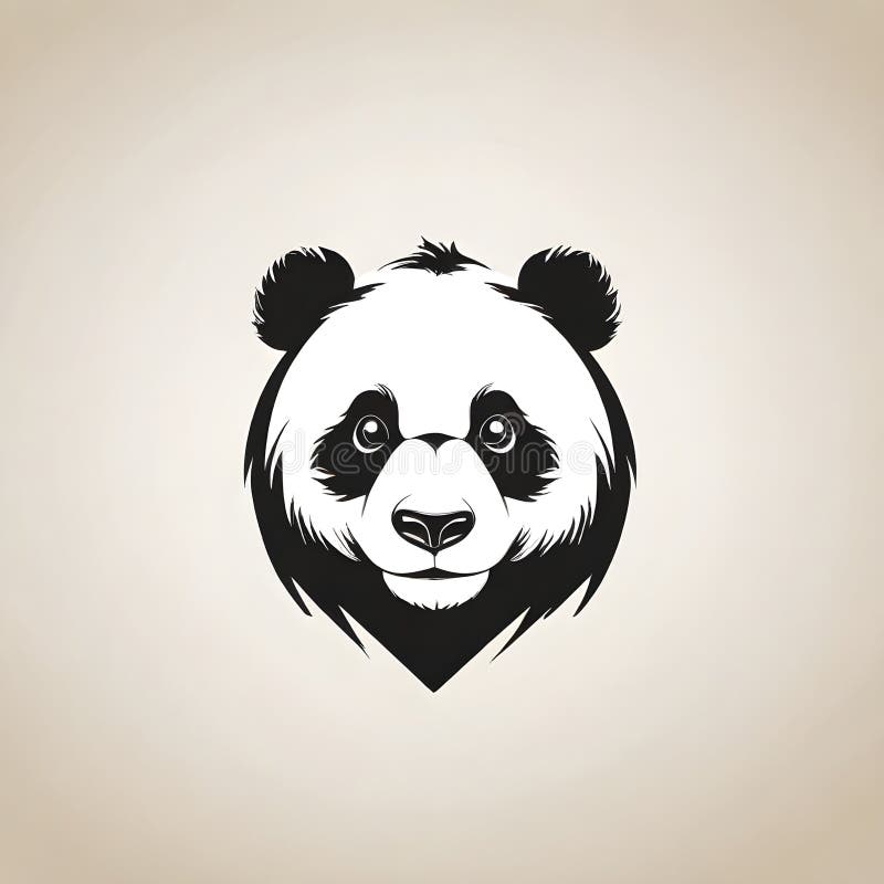 Monochrome panda Head Logo stock illustration. Illustration of panda ...