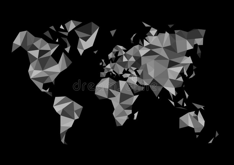 Monochrome World Map Polygonal Stock Vector - Illustration of ...