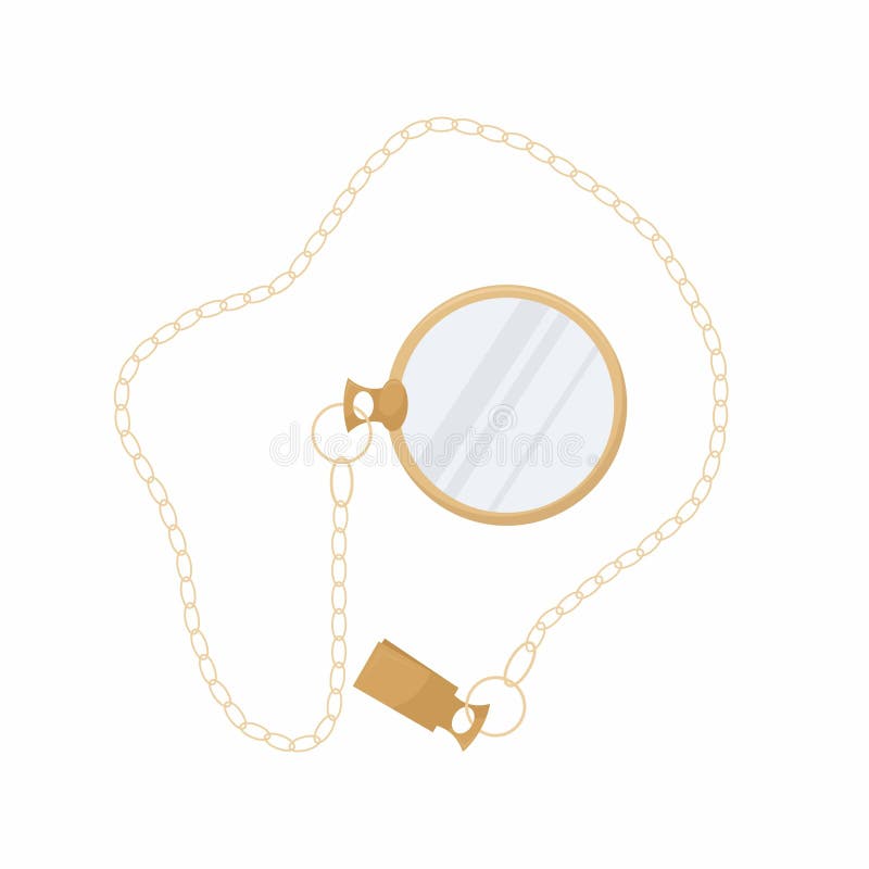 Pocket Monocle on a Gold Chain. Vintage Item. Antiques. Stock Vector ...