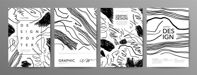 Monocolor Abstract Vector Posters Set Stock Vector - Illustration of ...