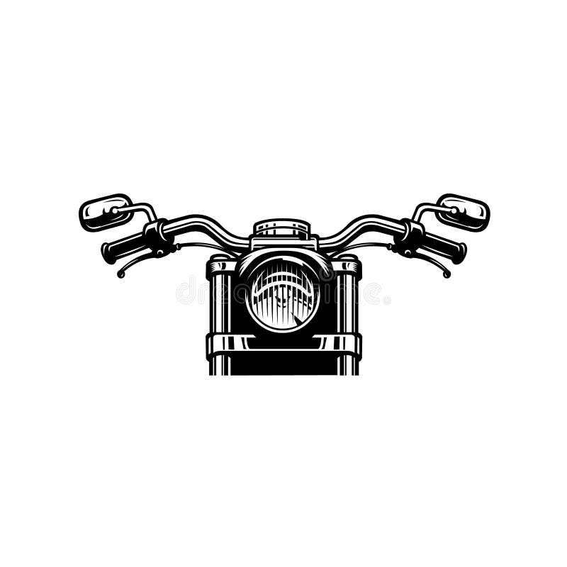 Monocrome Classic Motorcycle Vector Front View Concept Stock Vector ...