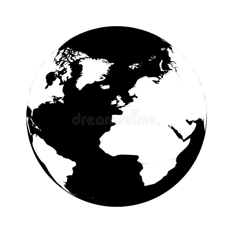 Monocromo De La Silueta Con El Mapa Del Mundo Ilustración del Vector ...