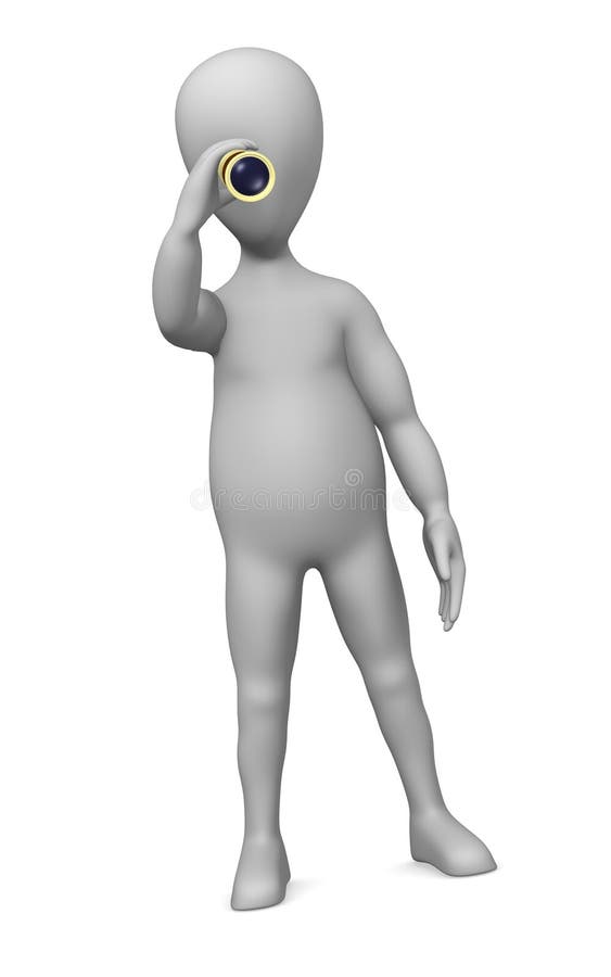 Monocular with Cartoon Character Stock Illustration - Illustration of ...