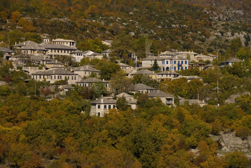 Monodendri village stock image. Image of landscape, houses - 21381121