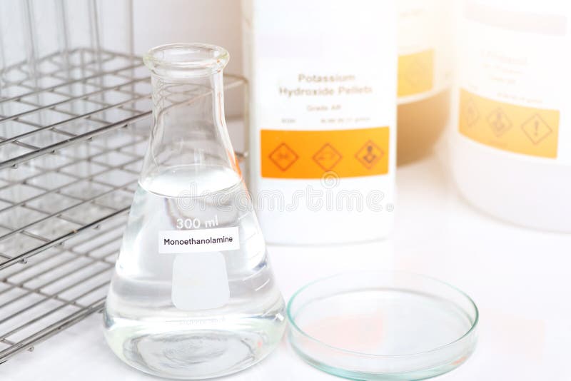 Monoethanolamine in Glass, Chemical in the Laboratory Stock Photo ...