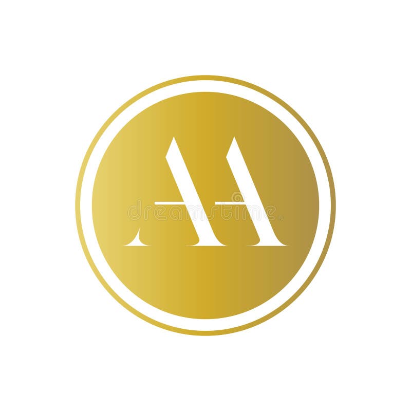 Monogram AA in a Golden Circle Stock Illustration - Illustration of ...