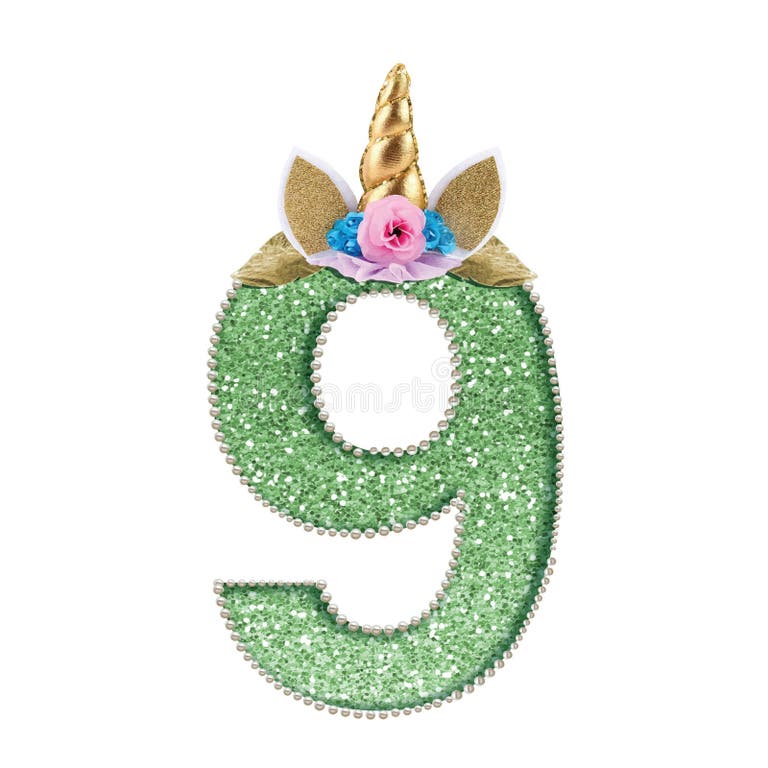Number 9 // Monogram Alphabet- Unicorn 3d Alphabet Stock Illustration ...