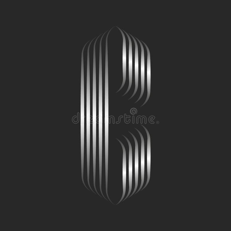 Monogram C Gothic Letter Logo Silver Gradient Parallel Thin Lines ...