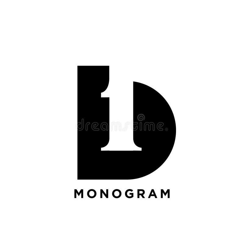 Monogram Capital Letter B One 1 Initial Vector Black Logo Design Stock ...
